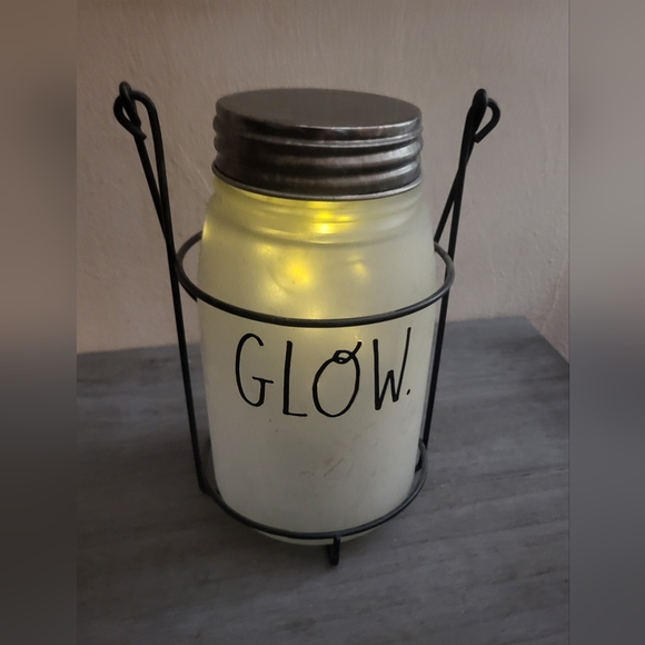 Rae Dunn | Accents | Rae Dunn Glow Jar Lantern With Black Metal Holder ...